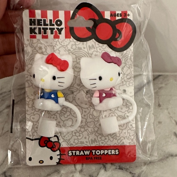 Hello Kitty | Kitchen | Hello Kitty Straw Toppers With Red And Purple ...